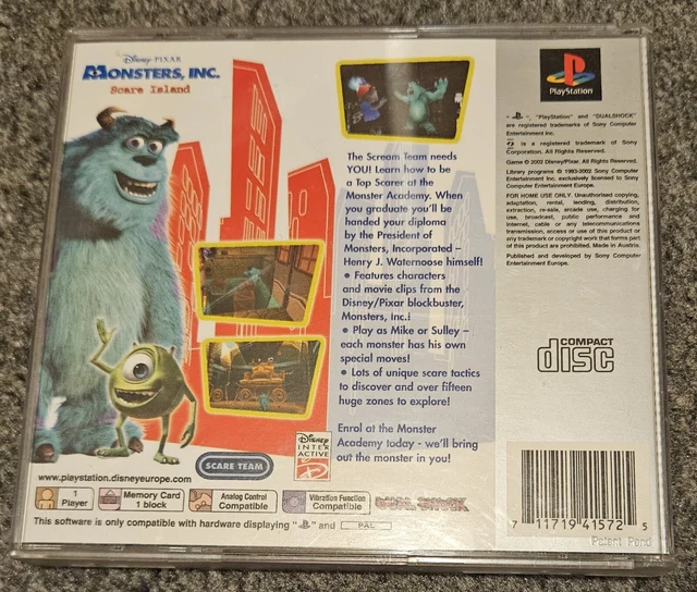 DISNEY PIXAR MONSTERS Inc Scare Island, PS1, Complete, Vintage / Retro ...