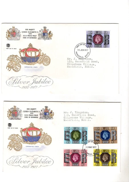 1977 QUEEN'S SILVER Jubilee - Mansfield Cds Stuart Fdc Set From ...