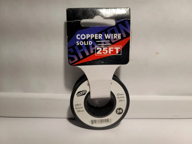 SHAXON 25' SOLID Copper 22 AWG Wire On Spool Black SO22-25BK $5.99 ...