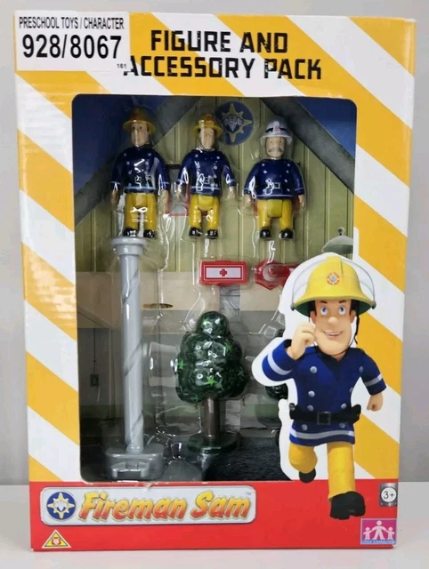 FIREMAN SAM ACTION Figure and Accessory Pack 3x Figures, Trees, Pole ...
