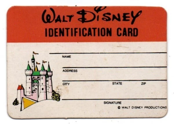 PH561 WALT DISNEY Productions Identification ID Card $7.50 - PicClick