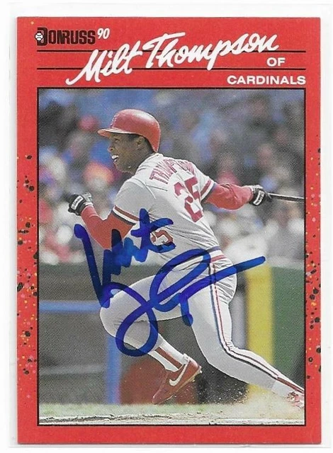 CARTE DONRUSS DÉDICACÉE signée 1990 MILT THOMPSON #82 Cardinals de St ...