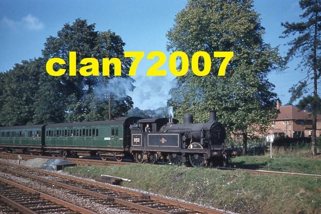 ORIGINAL RAILWAY COLOUR slide ex SECR H class 0-4-4T 31521 at Hurst ...