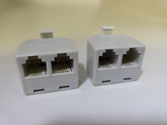 TWO LINE SPLITTER Plug Adapters Home Telephone Phone 2 Way Outlet ...