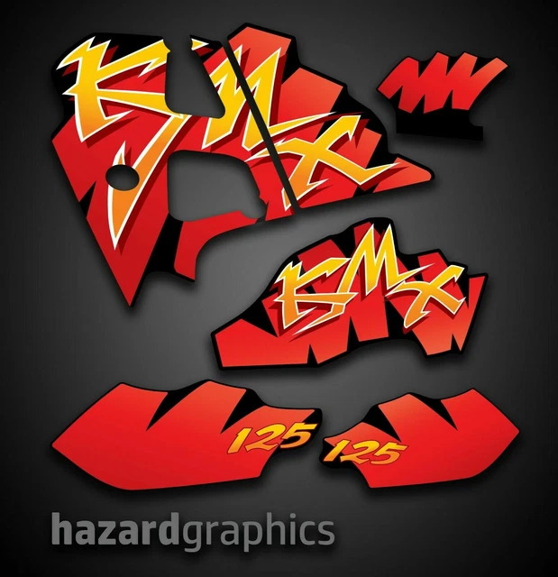 KAWASAKI KMX 125 Custom Graphics Sticker Decal Set - Black Model ...