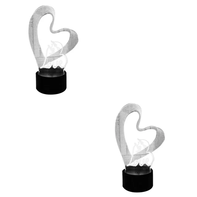 2 COUNT HEART Shape Night Light Touch Control LED Desk Lamps £37.78 ...