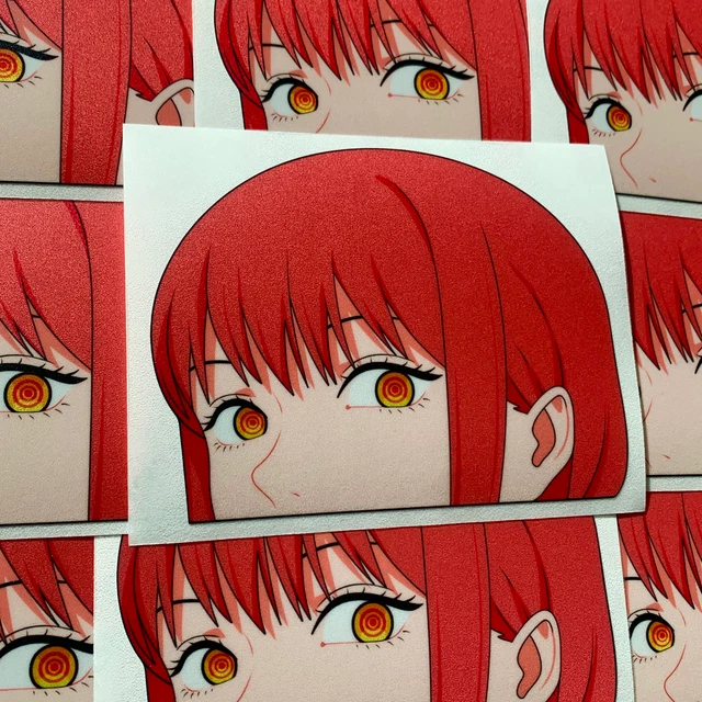 REFLECTIVE MAKIMA CHAINSAW Man Peeker Sticker Anime Girl Car Sticker ...