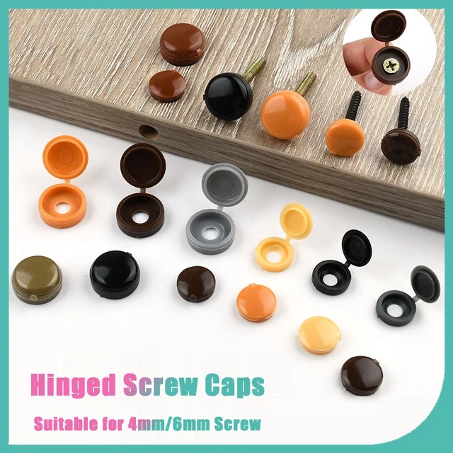 HINGED SCREW CAPS Plastic Screw Cover Fold Over Suitable for 4mm/6mm ...