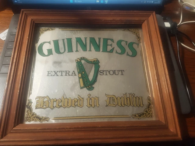 GUINNESS MIRROR SIGN EXTRA STOUT BREWED IN DUBLIN NEEDS CLEANING AND ...