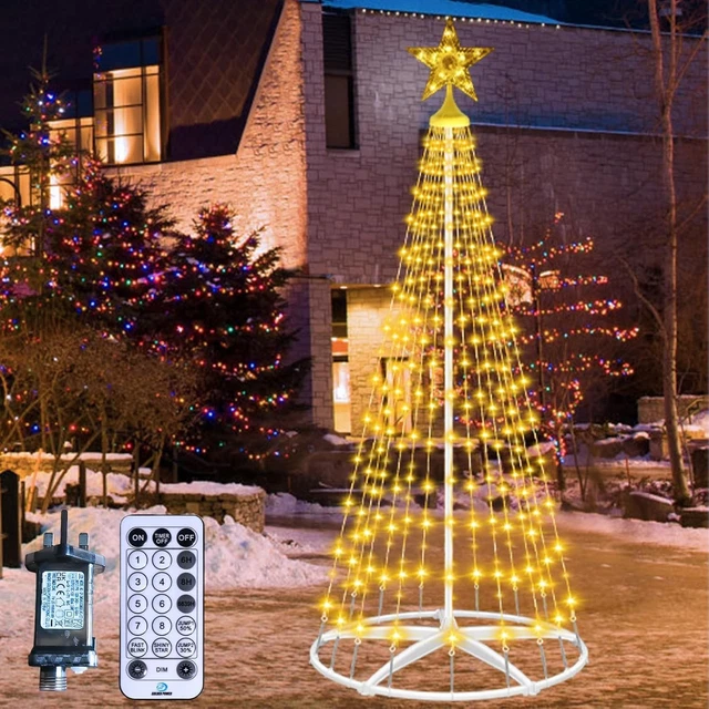 HELESIN LIGHTED CHRISTMAS Cone Tree with Star Topper, 6ft 250 LED (Warm ...