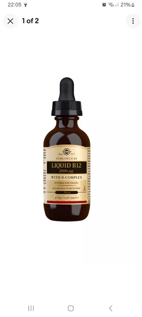 SOLGAR LIQUID B-12 2000mcg with B-complex - 59ml £23.00 - PicClick UK