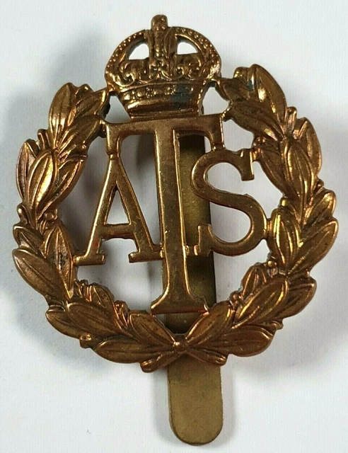 WW2 ATS AUXILIARY Territorial Service Brass Cap Badge - Slider to Rear ...