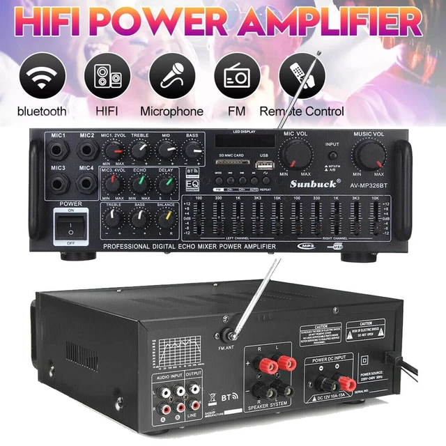 2000W DIGITAL POWER Amplifier Bluetooth Stereo HiFi Audio 2CH USB SD FM ...