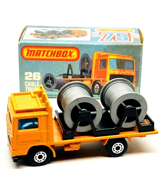 MATCHBOX SUPERFAST 26 Cable Truck in light orange, silver grey cable ...