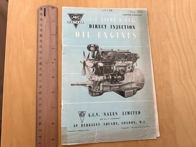 AEC 7.7 LITRE Direct Injection Oil Engines Brochure - 1952 £5.92 ...