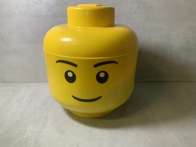 LEGO MAN LARGE Yellow Head Smiling Face Storage Container Lego full of ...