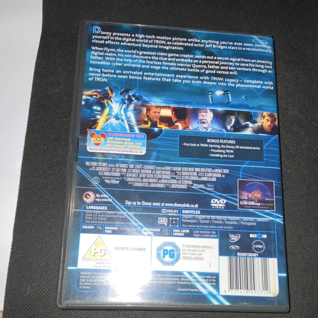 WALT DISNEY STUDIOS TRON: Legacy DVD PG Bridges Wilde Kosinski PAL 121 ...