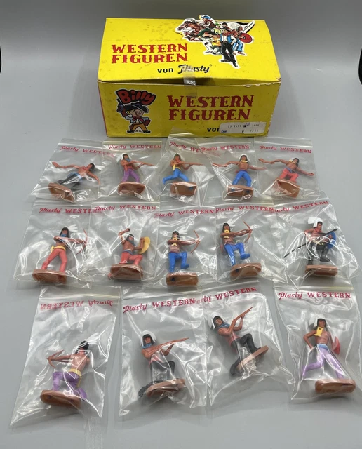 PLASTY BILLY WESTERN Plug Figures Indians in Original Packaging with ...