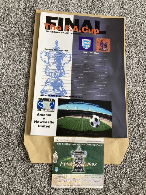 ARSENAL V NEWCASTLE 1998 FA Cup Final Programme & Ticket. £7.99 ...