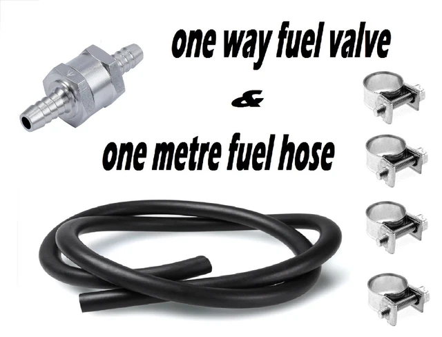 1/2& ONE WAY Non-Return Valve & 1 Metre Fuel Hose Petrol or Diesel and ...