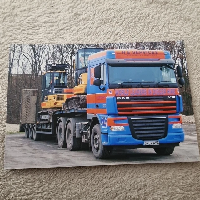 H E SERVICES Digger Hire Low Loader DAF Truck/Lorry Photo 6x4 £1.13 ...