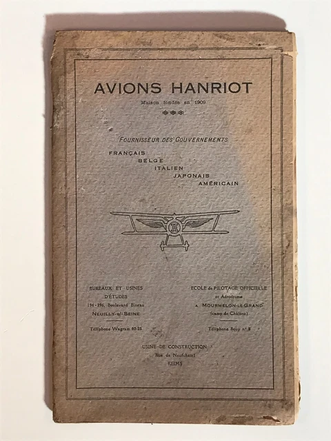 RARE NOTICE, AVIONS Hanriot type HD 14 E2, formation, guerre du Rif ...
