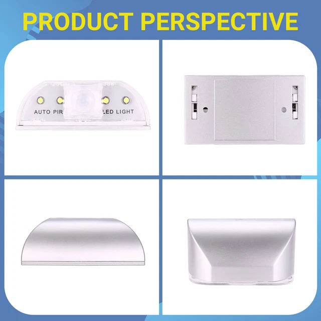 2X(4 LED AUTO PIR Infrared Door Keyhole Motion Sensor Light Lamp E7L6 ...