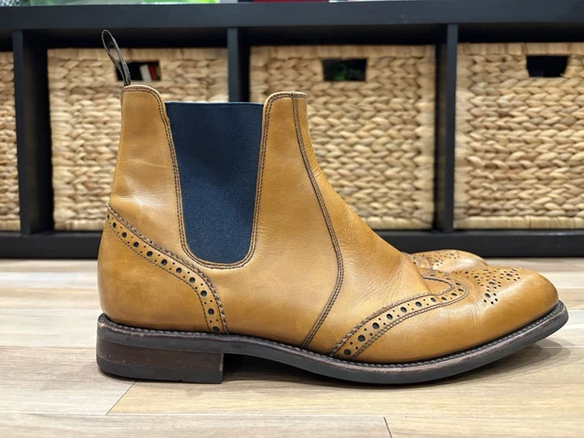MEN’S LOAKE HOSKINS Brogue Chelsea Boot Tan Leather - Size UK 10 £104. ...