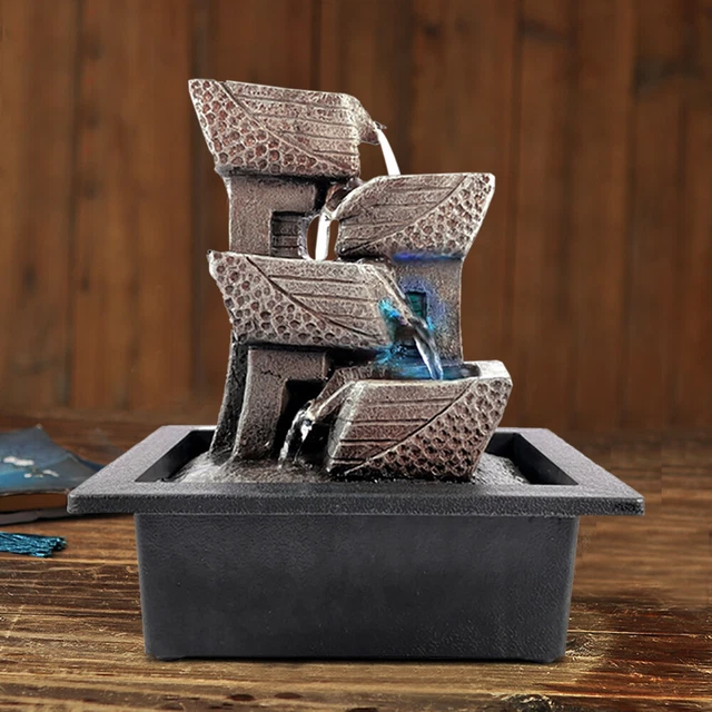 HARZ TISCHBRUNNEN WASSERFALL Brunnen mit LED Beleuchtung Zimmerbrunnen ...