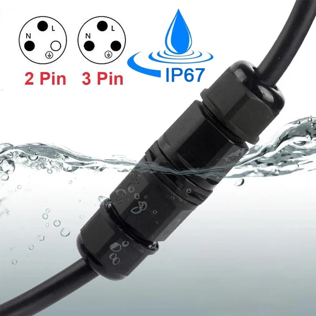 2/3PIN WATERPROOF JUNCTION Box IP67 Cable Gland Connector Electric ...
