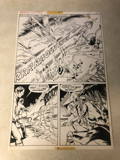 MASTER OF THE WORLD art MARVEL CLASSICS #21 half splash 1977 LAKE ...