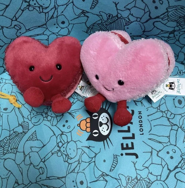 JELLYCAT MACARON HEART Plush & A pair of red hearts and pink hearts ...