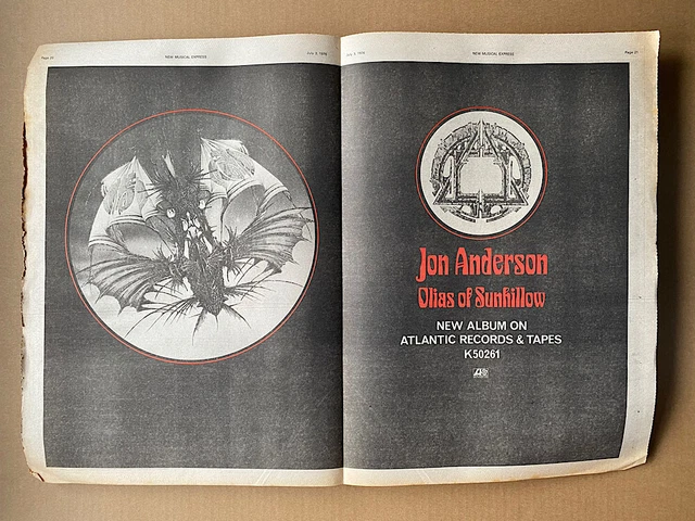 AFFICHE JON ANDERSON OLIAS OF SUNHILLOW TAILLE presse musicale ...
