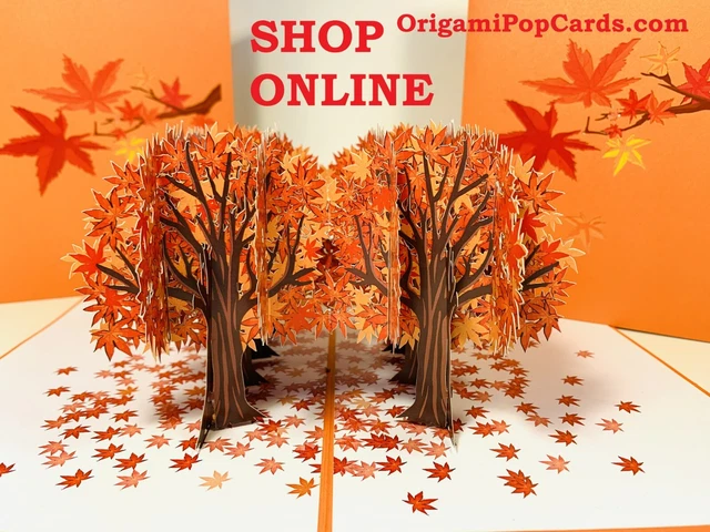 ORIGAMI POP CARDS Japanese Maple Forrest in Fall Happy Mother's Day Pop ...