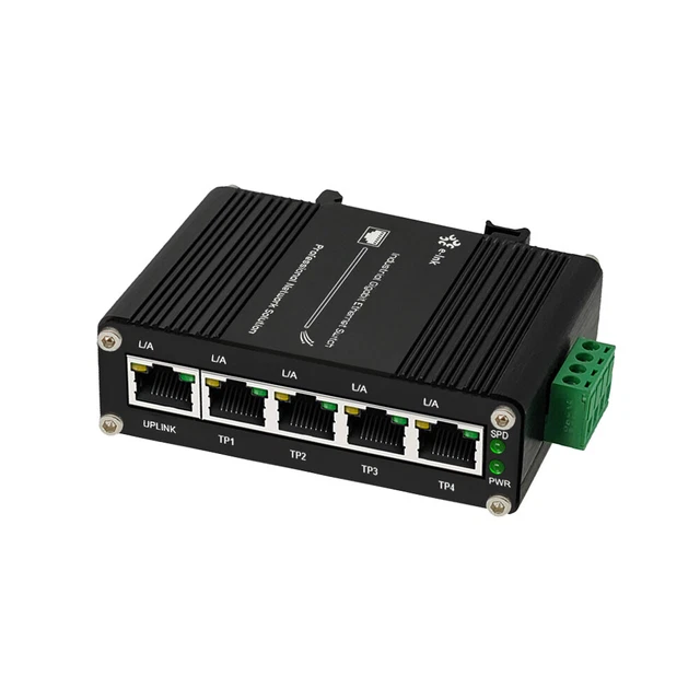 MINI INDUSTRIAL 5 Port (PoE) Ethernet Switch 10/100/1000M gigabit RJ45 ...