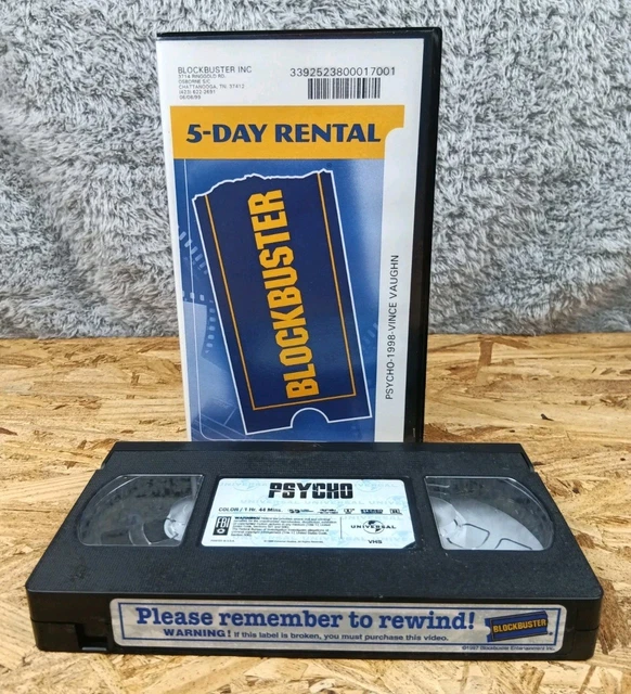 BLOCKBUSTER VIDEO VHS Clamshell Case & VHS - Psycho 1998 Vince Vaughn ...
