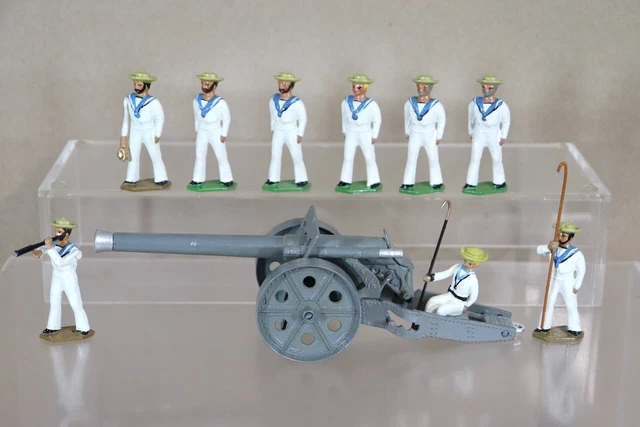 BRITAINS GOOD SOLDIERS BOER WAR ROYAL NAVY RN NAVAL GUN CANNON TEAM oc ...