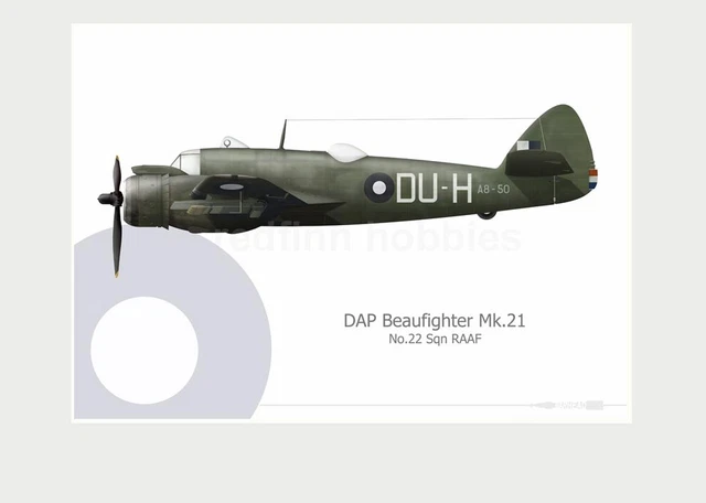 WARHEAD ILLUSTRATED 22 Sqn RAAF Beaufighter DU-H Aircraft Print $29.00 ...