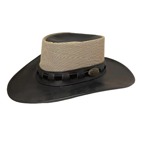 AUSTRALIAN BUSH HAT Buffalo Leather Aussie Outback Cowboy Akubra Style ...
