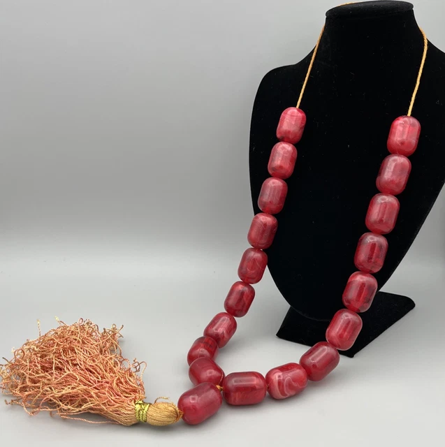 VINTAGE 1950S MIDDLE Eastern Prayer Beads Misbaha Bakelite Style Red ...