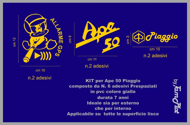 ADESIVI TUNING APE 50 per vespa auto camper moto con stickers logo ...