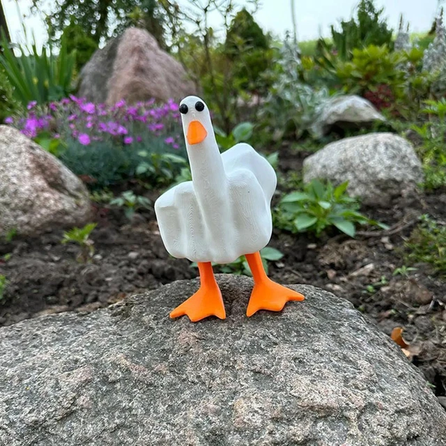 MIDDLE FINGER DUCK Resin Figurines,Funny Middle Finger Duck Statue ...