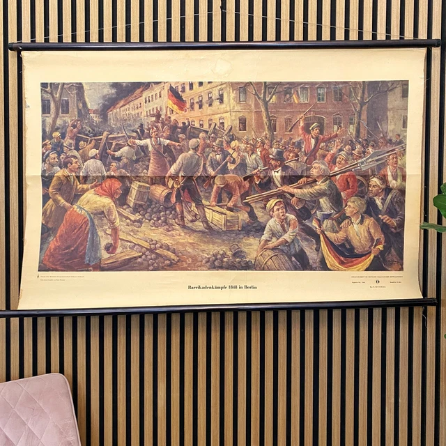 ALTE SCHULWANDKARTE &BARRIKADENKÄMPFE 1848 in Berlin" - Rollkarte ...