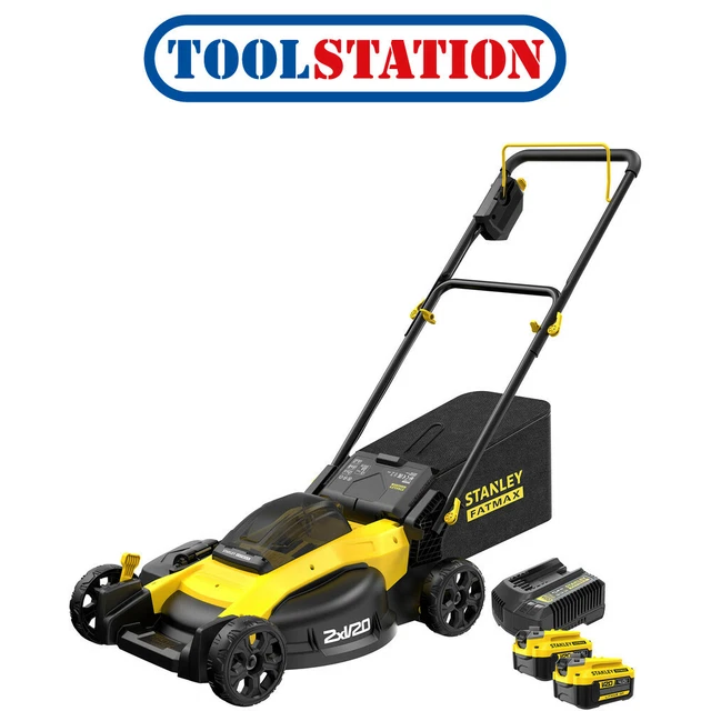 STANLEY FATMAX V20 36V (2x18V) 51cm Brushless Cordless Lawnmower 2 x 4 ...
