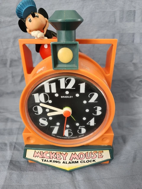 WORKING OLD DISNEY Mickey Mouse Train Conductor Talking Alarm Clock ...