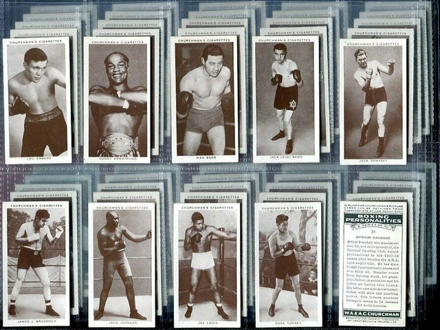 TOBACCO CARD SET,CHURCHMAN,BOXING PERSONALITIES,Boxers,Dempsey,Louis ...
