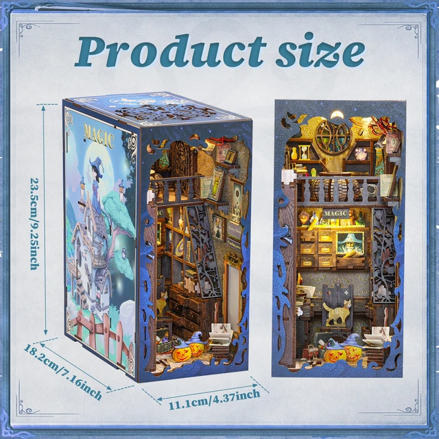 DIY BOOK NOOK Kit 3D Wooden Puzzle Bookshelf Insert Decor with Light ...