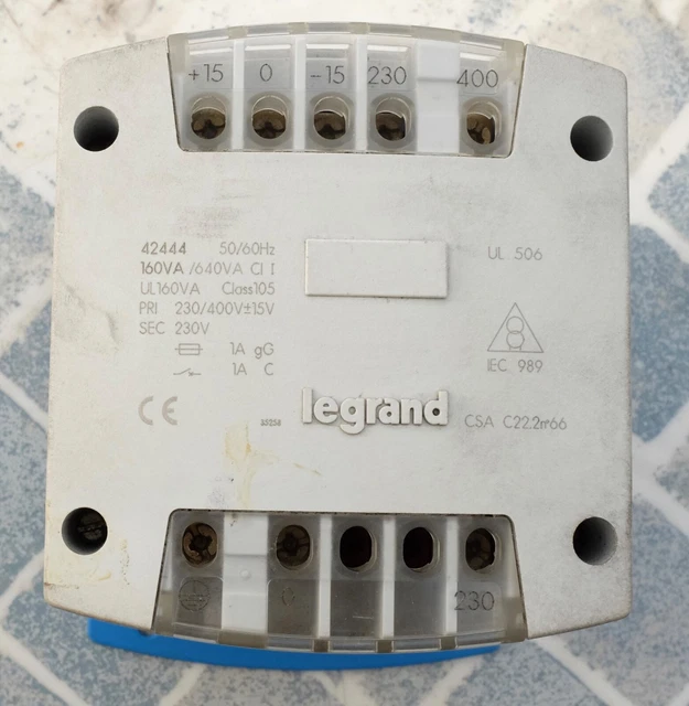 LEGRAND 42444 0 424 44 Transformateur sécurité isolement 160VA 230V 400Vca, 230V EUR 70,00 ...