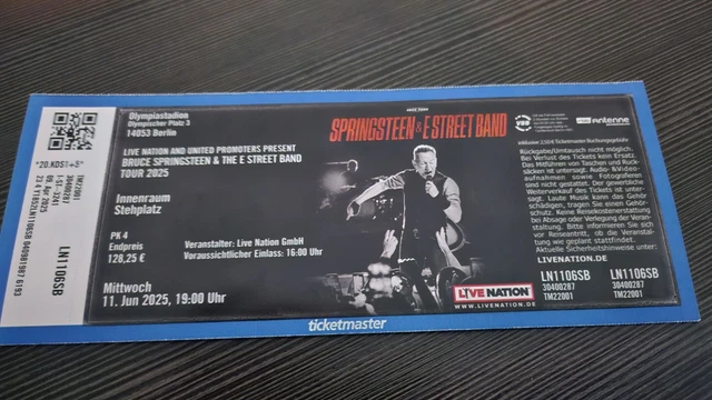BRUCE SPRINGSTEEN Ticket Berlin 2025 als Andenken EUR 5,00 - PicClick DE