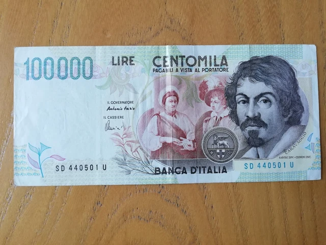 BANCONOTA - REPUBBLICA Italiana L.100000 Ii Tipo Caravaggio 1994 EUR 18 ...